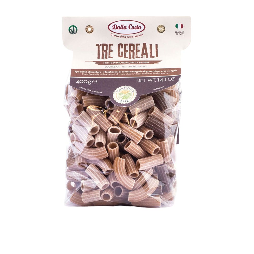 Whole Wheat Macaroni with Three Grains: Rye and Barley – Pasta Dalla Costa